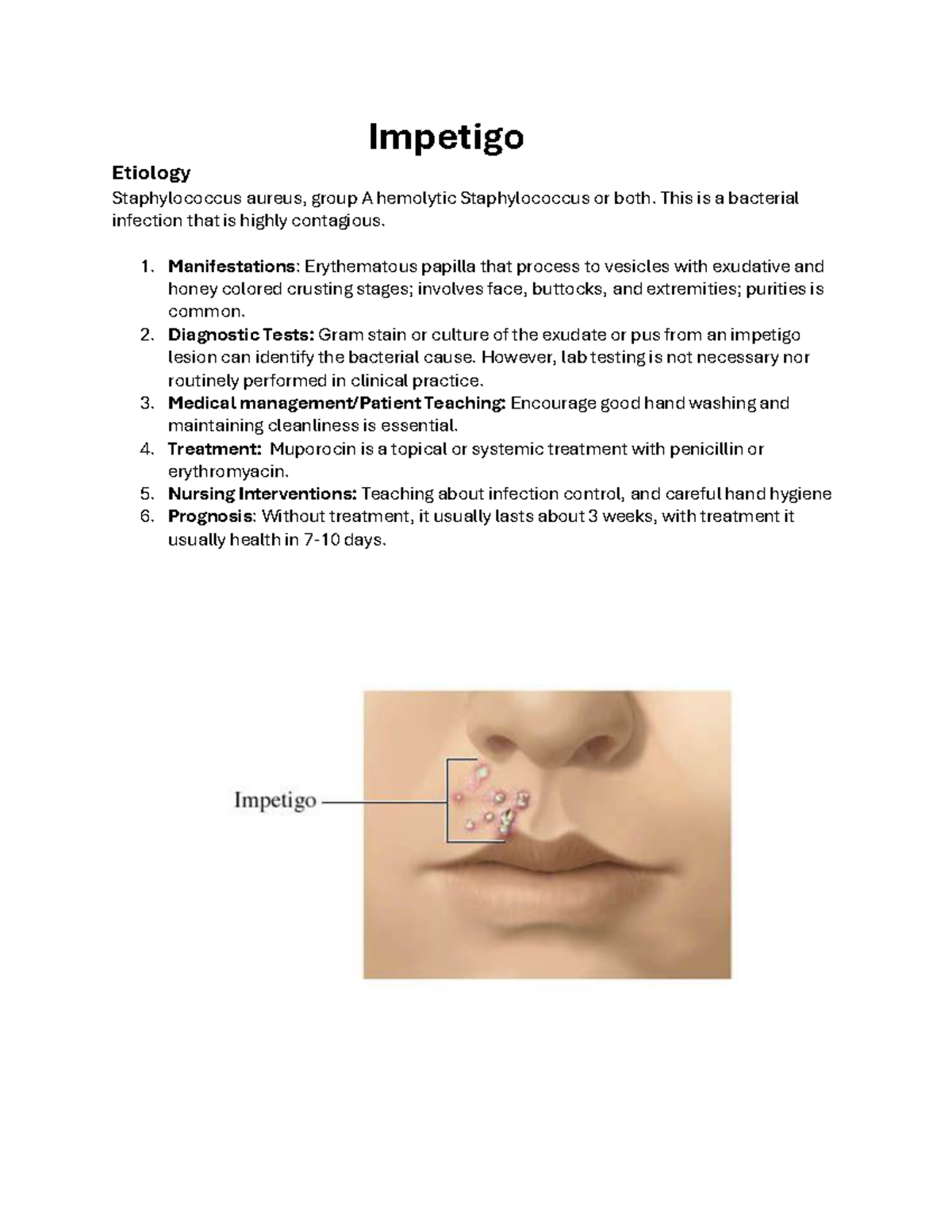 Skin - notes - Impetigo Etiology Staphylococcus aureus, group A ...