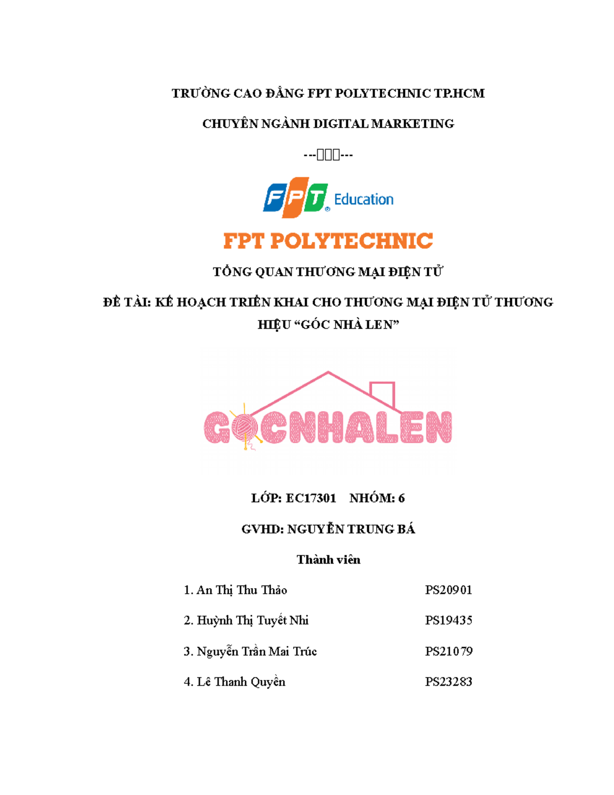 DOM108 EC17301 NHÓM6 Asm - TRƯỜNG CAO ĐẲNG FPT POLYTECHNIC TP CHUYÊN ...