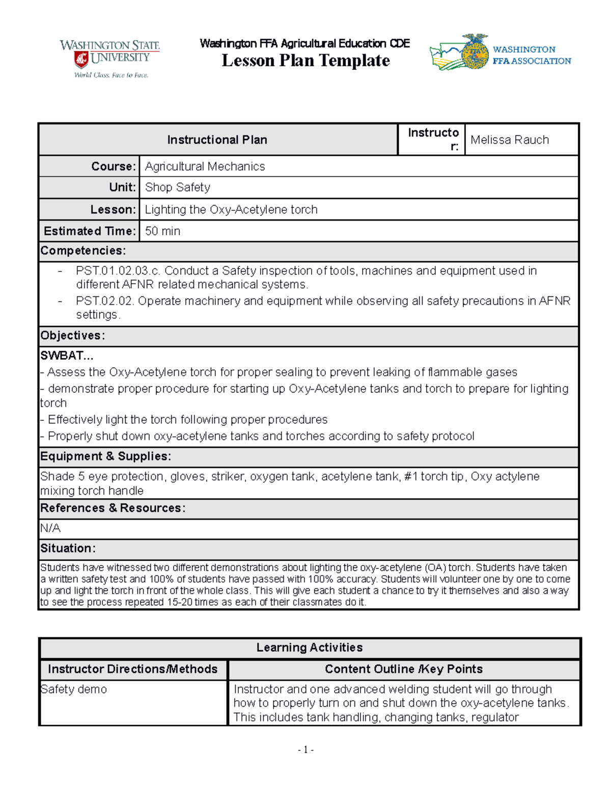 D187 Task 3 - Content is HS Agriculture - Lesson Plan Template ...