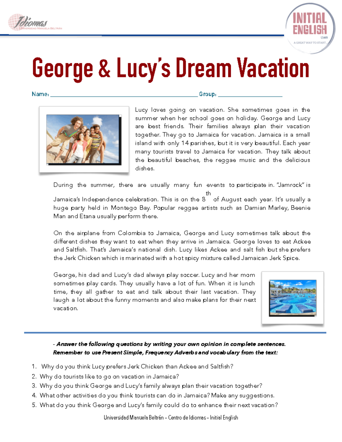 01 George & Lucy's Dream Vacation - Reading - George & Lucy’s Dream ...