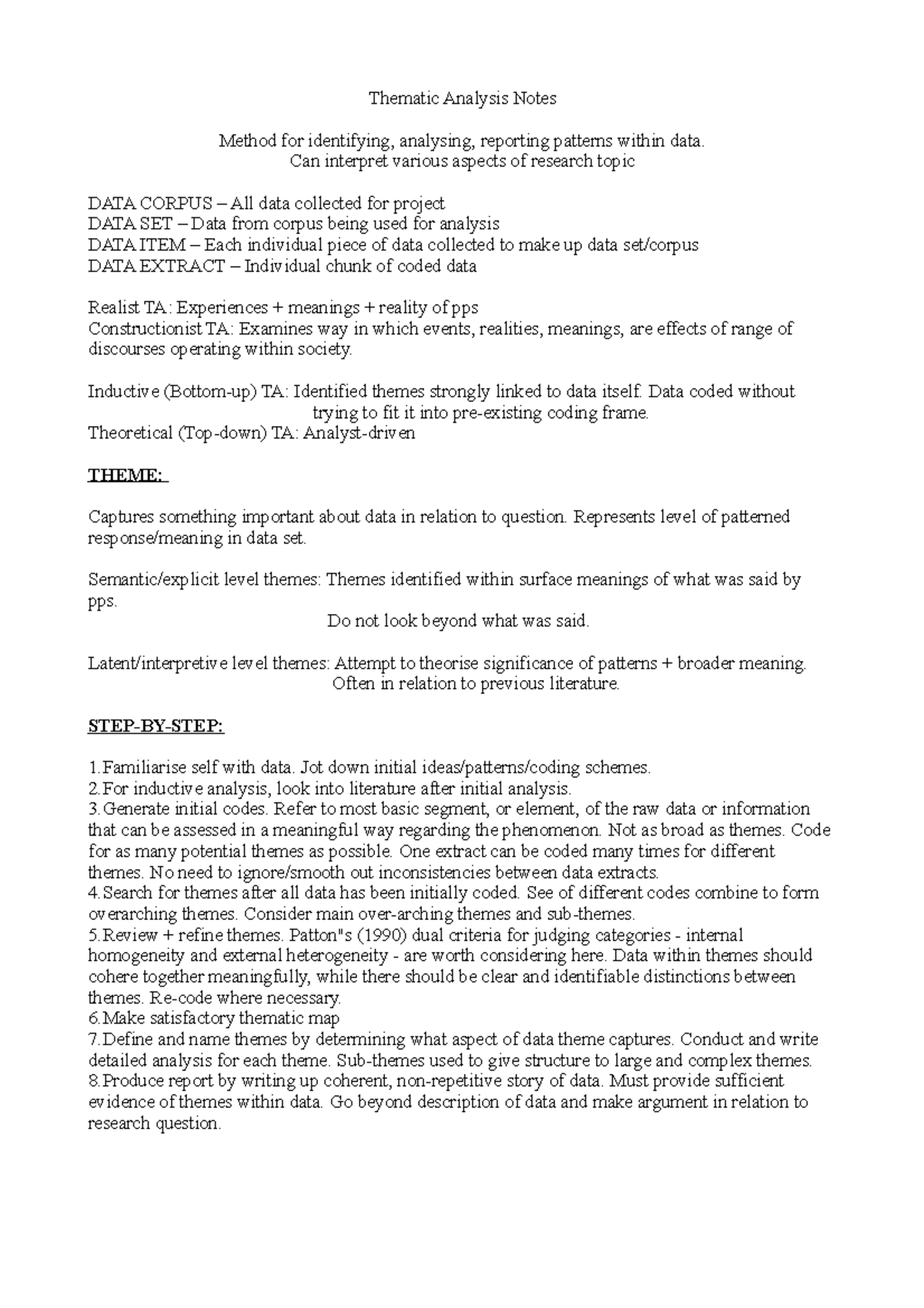 How to Conduct Thematic Analysis - Thematic Analysis Notes Method for ...