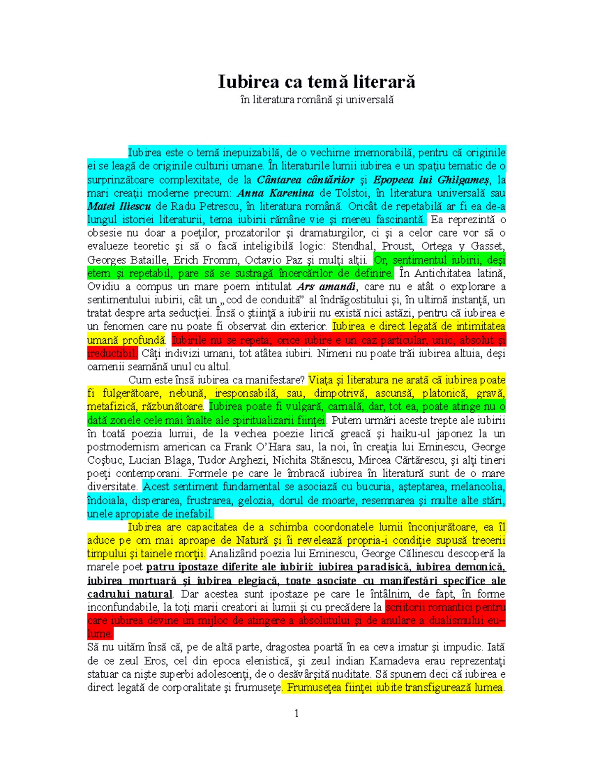 Iubirea ca tema literara[ 58] - Iubirea ca temă literară în literatura ...