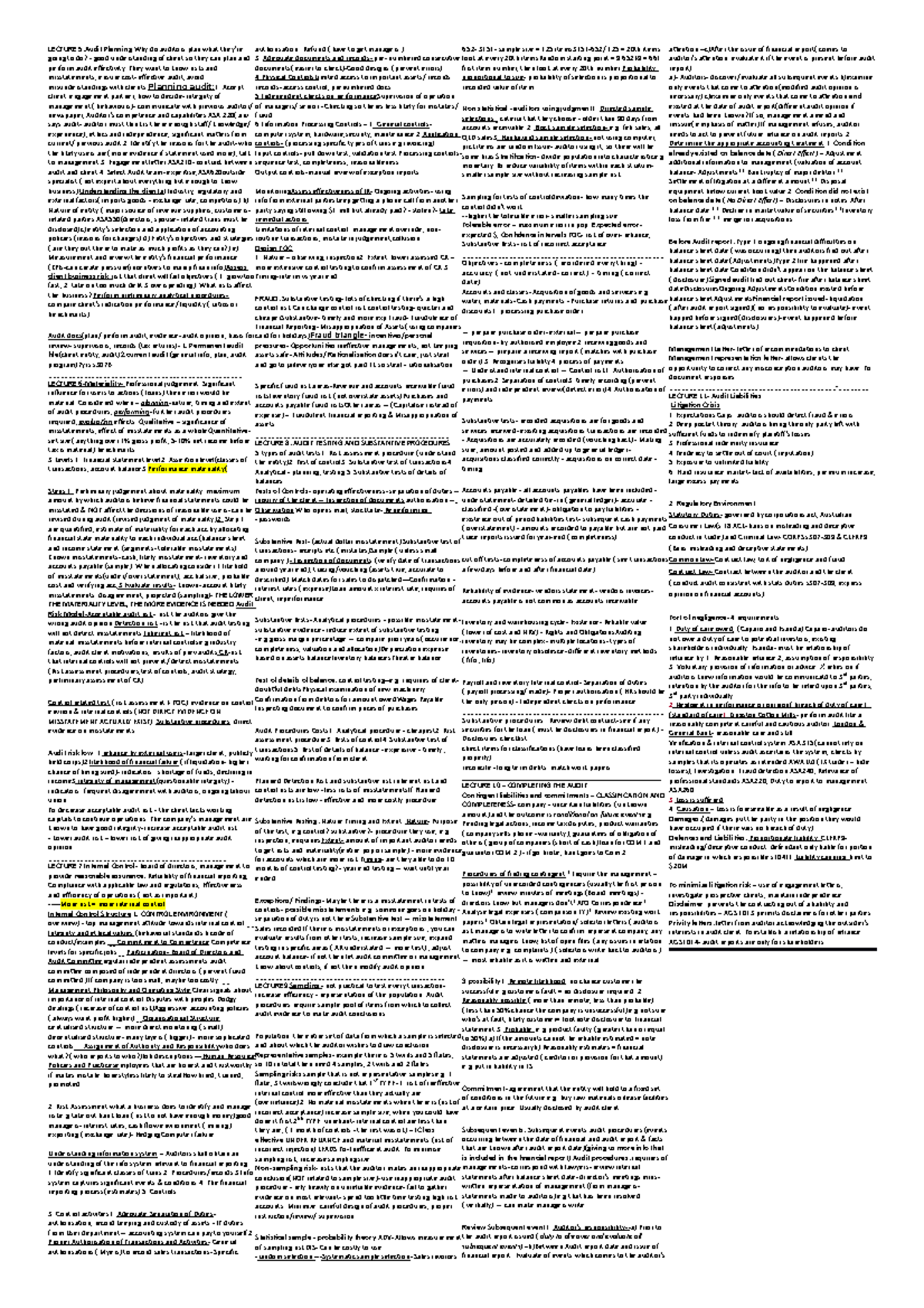 3101- Final-EXAM - Final Exam Cheat Sheet - LECTURE 5:Audit Planning ...