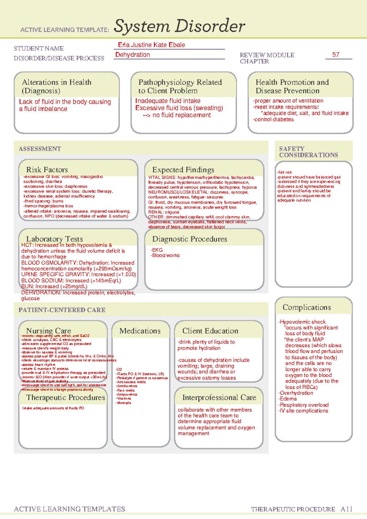 System Disorder form - Practice materials - STUDENT NAME DISORDER ...