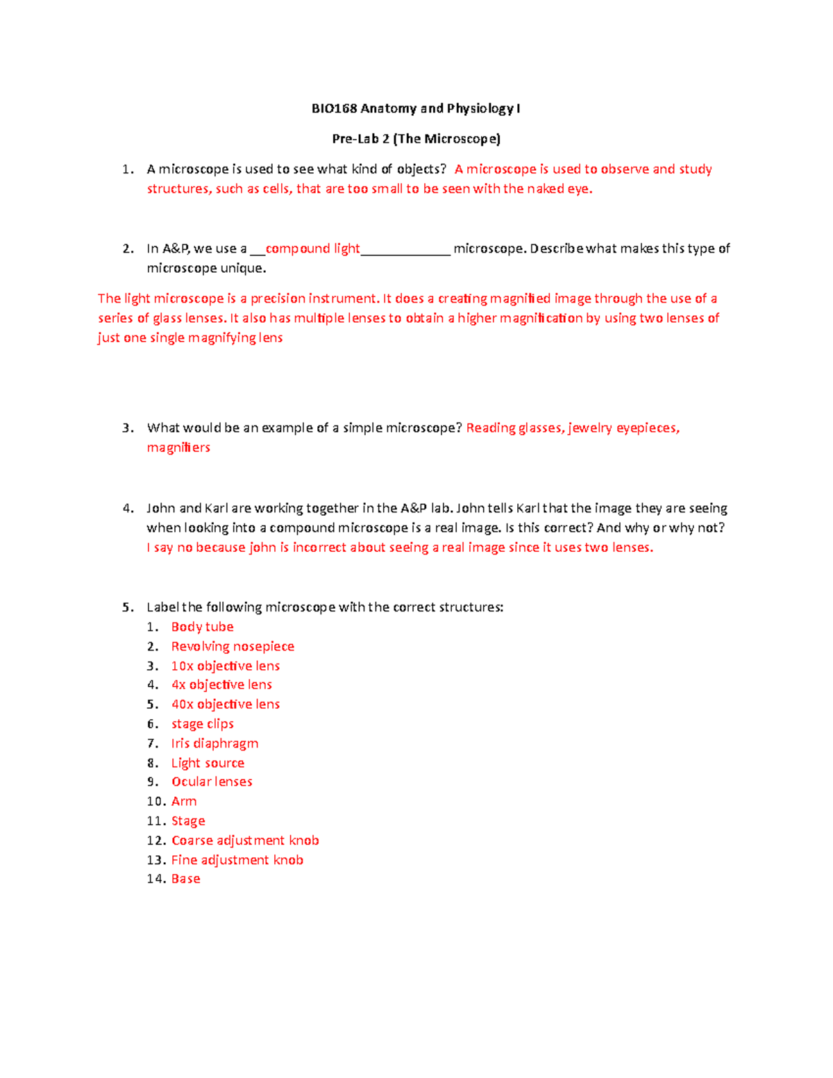 BIO168 Pre-lab 2 Answers and questions - BIO168 Anatomy and Physiology ...
