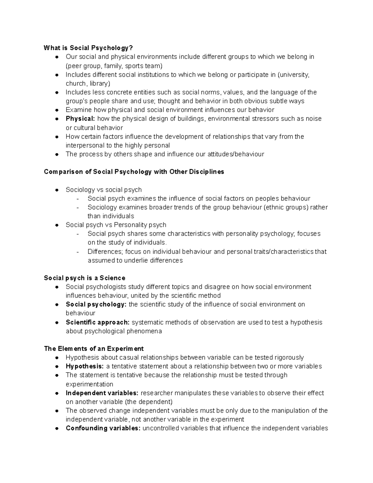 Intro to social psychology - What is Social Psychology? Our social and physical environments ...