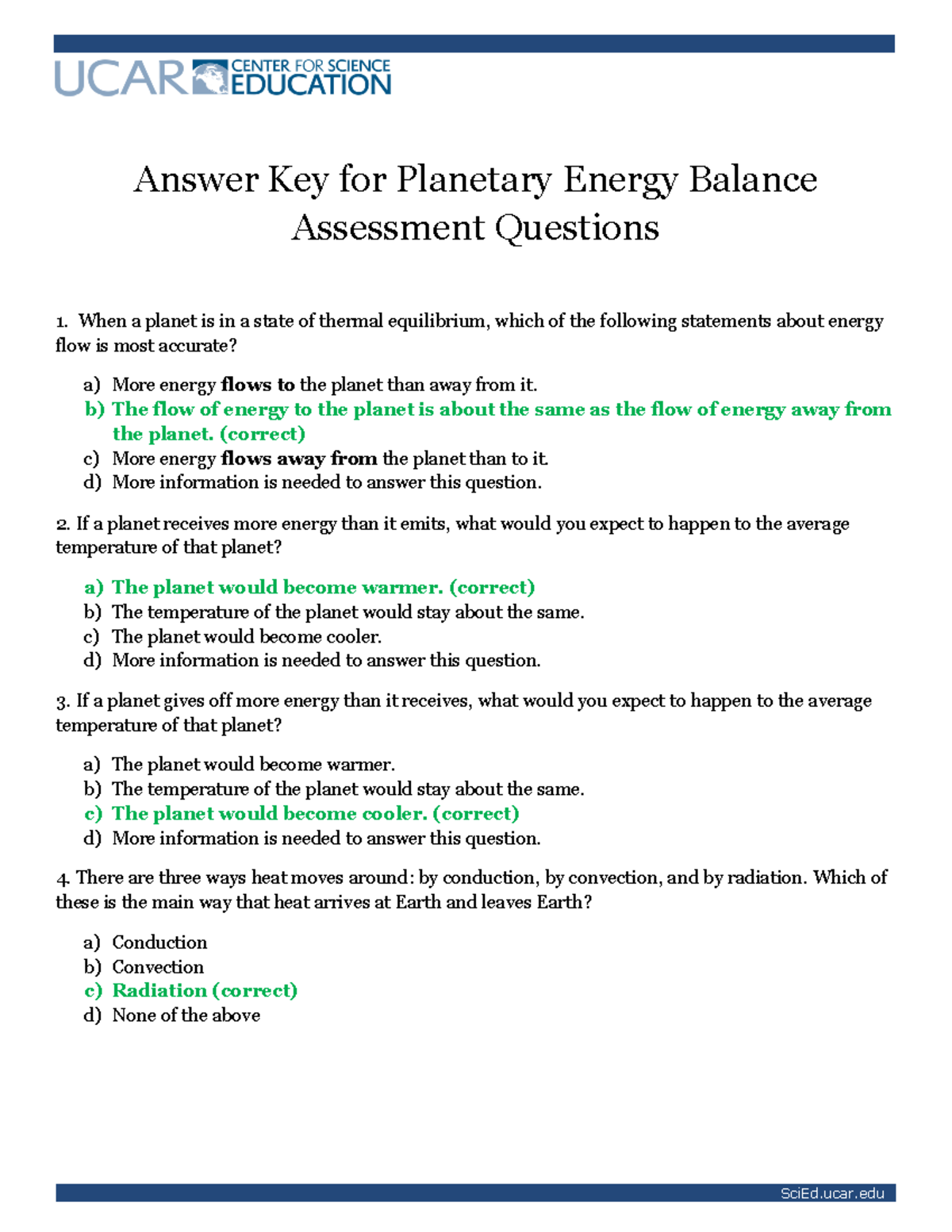 Planetary energy balance answer key - Answer Key for Planetary Energy ...