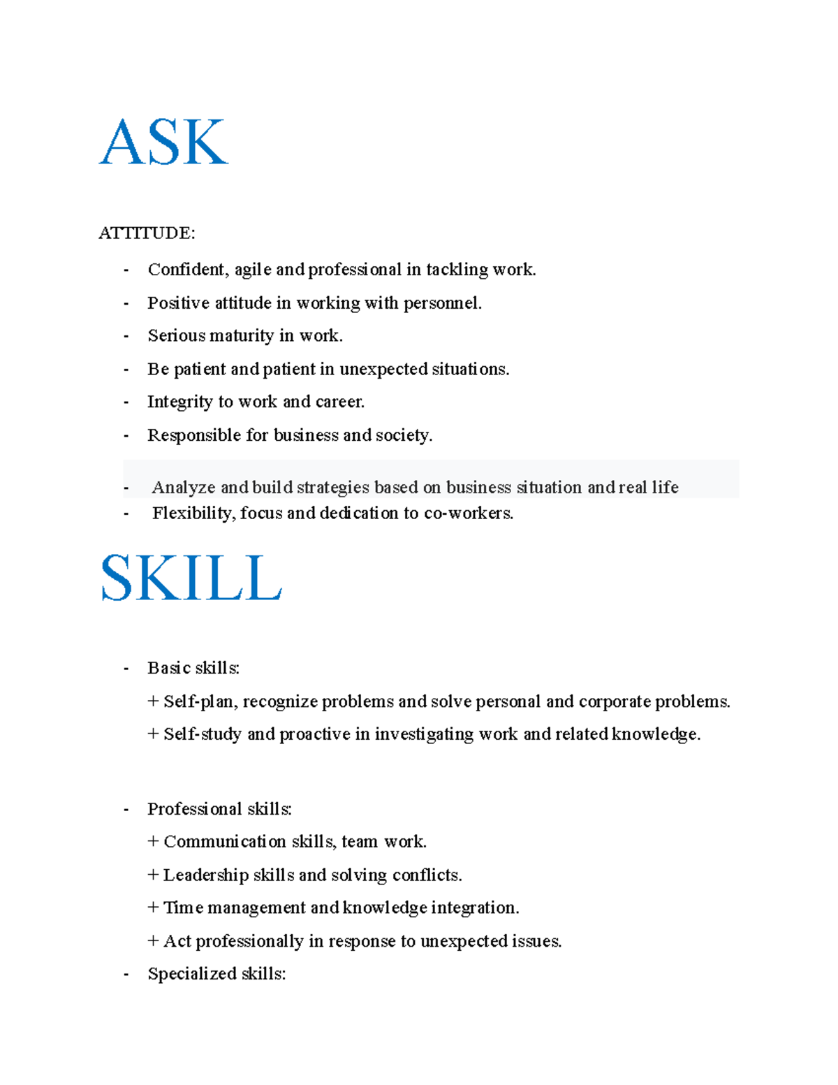 ASK-1 - ASK analysis for academic english - ASK ATTITUDE: Confident ...