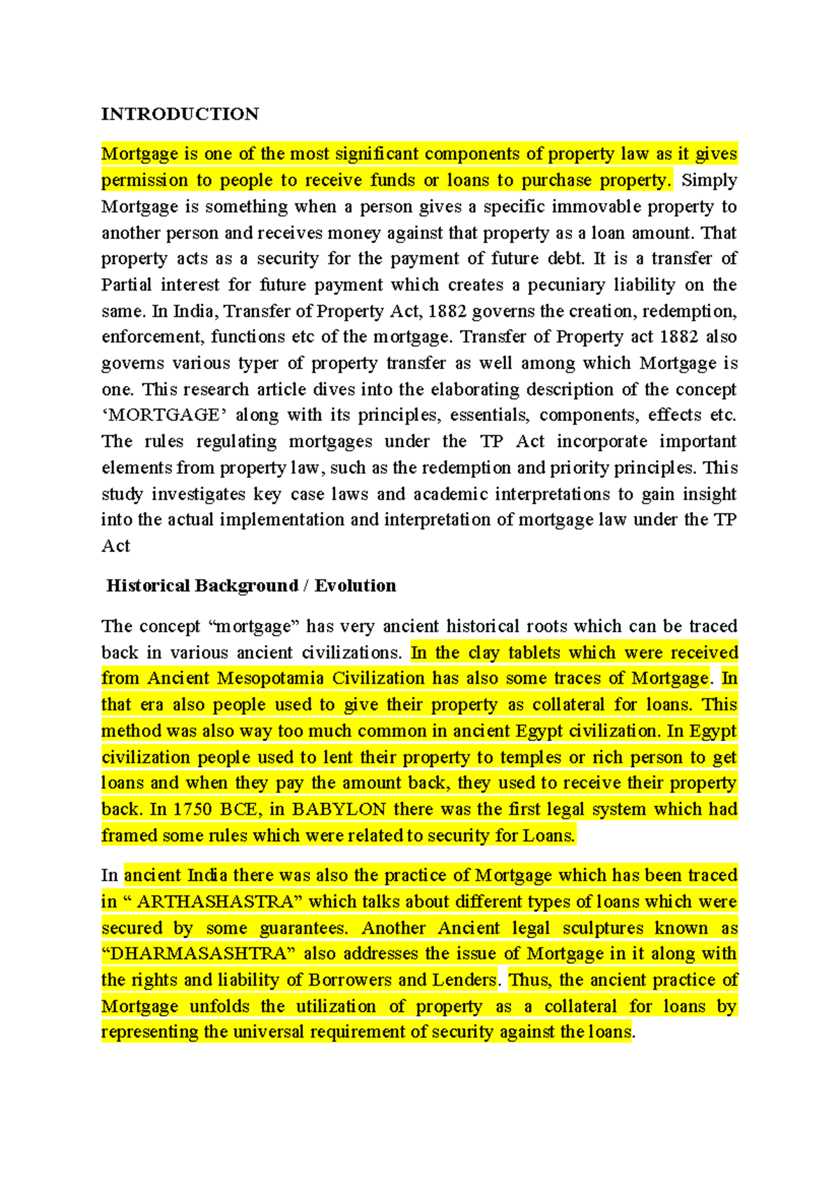 TOPA Historical Background - INTRODUCTION Mortgage is one of the most ...