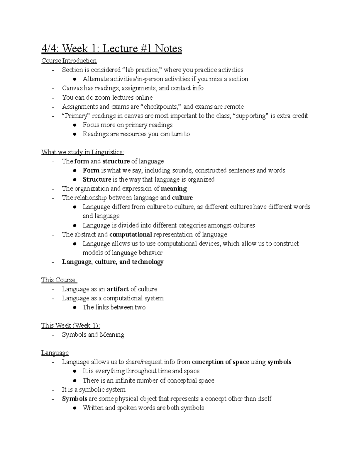 LING15 - Week 1 Lecture 1 - 4/4: Week 1: Lecture #1 Notes Course ...