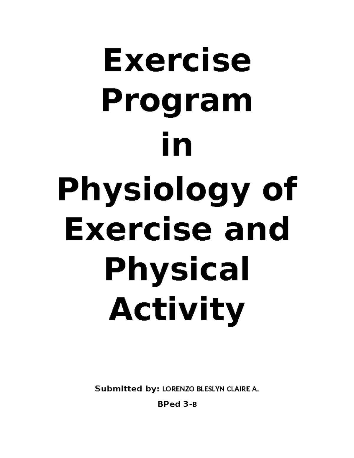 Exercise-Program - Okieee - Exercise Program in Physiology of Exercise ...