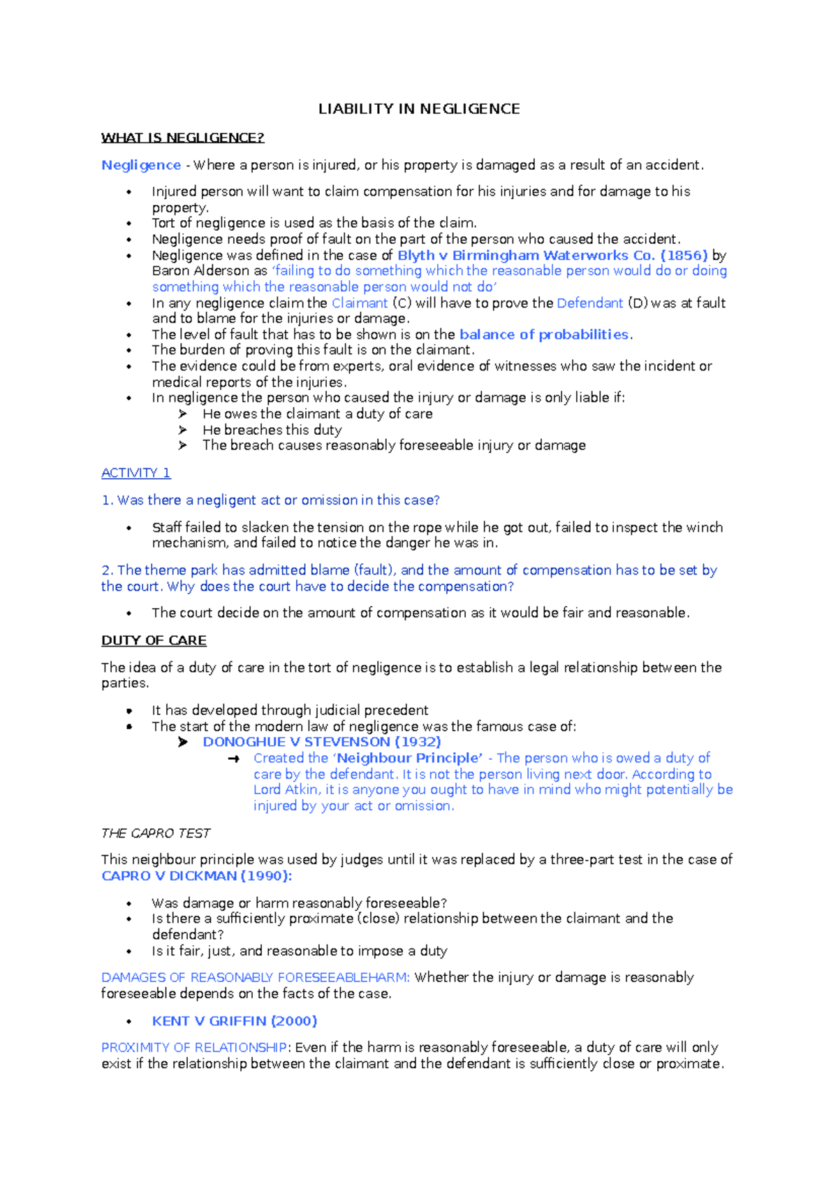 Liability IN Negligence - LIABILITY IN NEGLIGENCE WHAT IS NEGLIGENCE ...