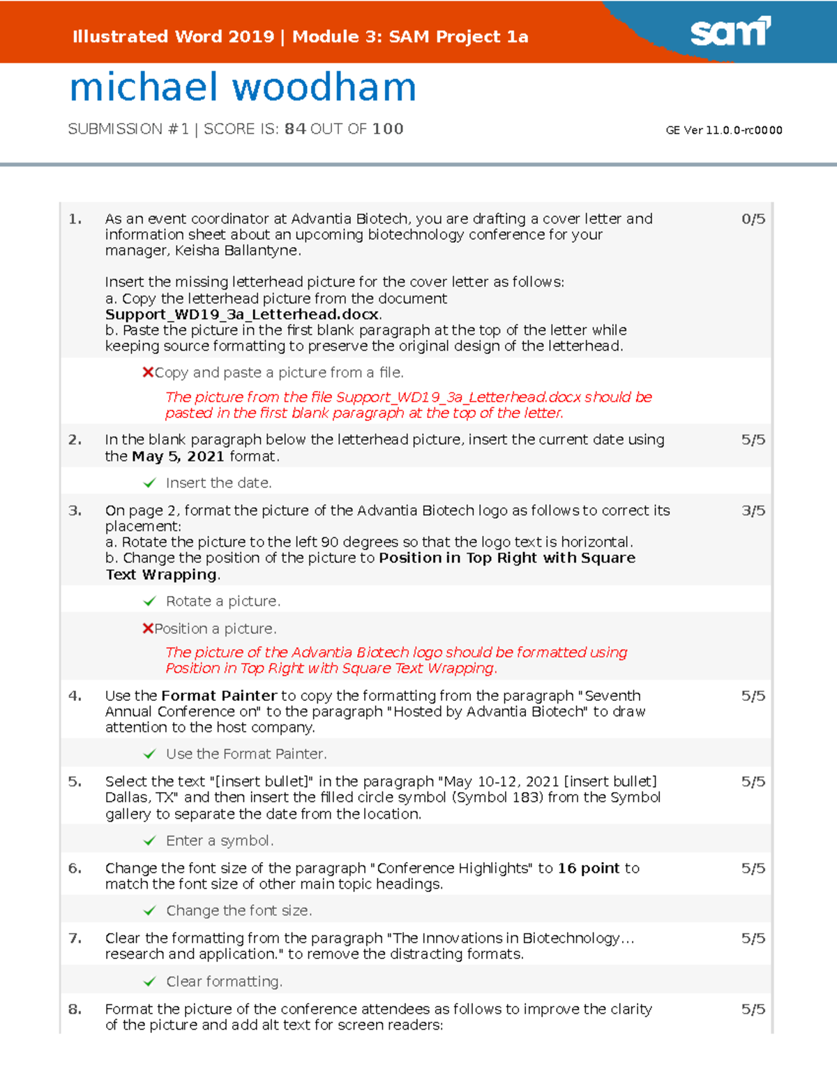 IL WD19 3a Report 1 - michael woodham SUBMISSION #1 | SCORE IS: 84 OUT ...