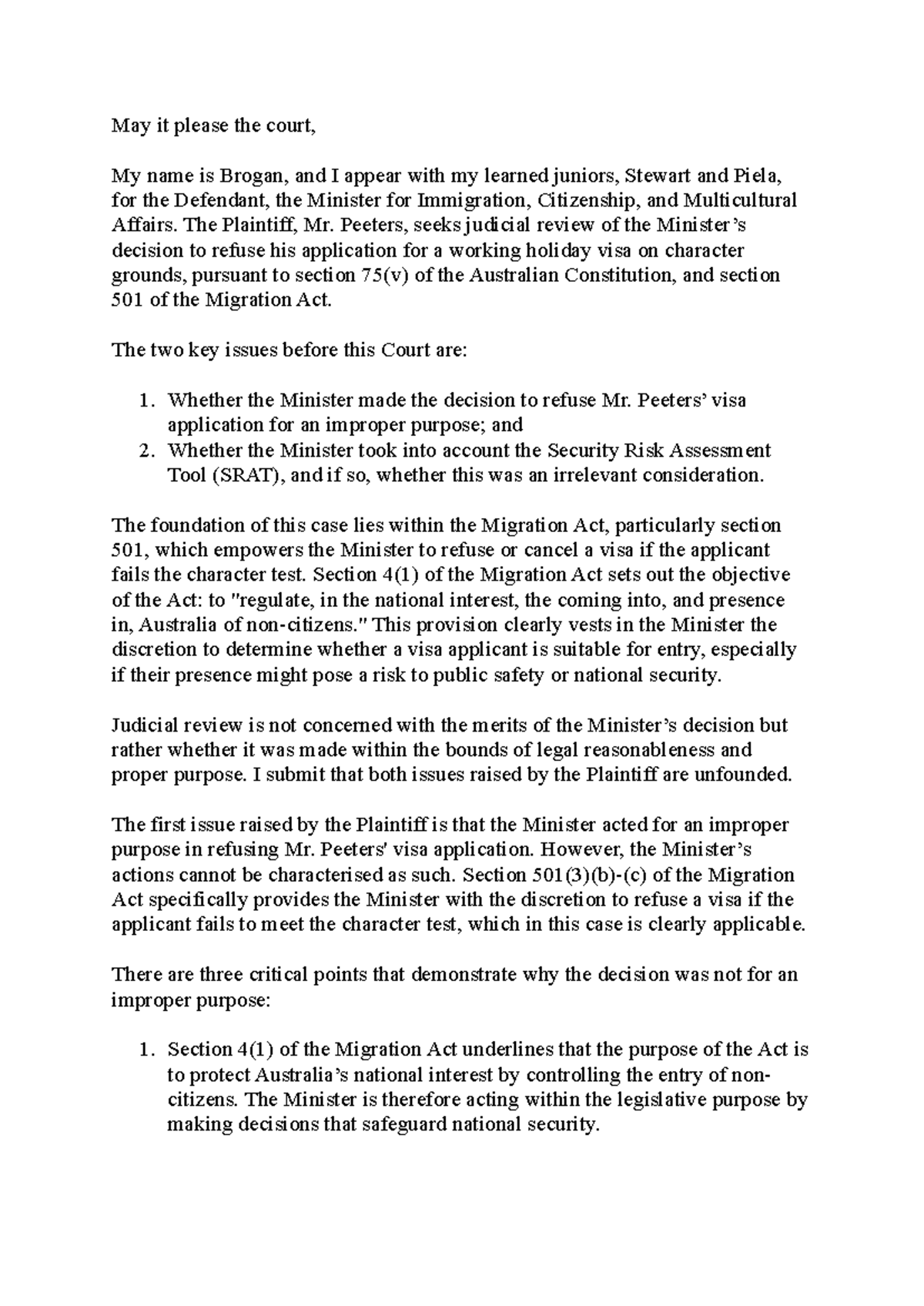 Defendant Speech Rough Draft - May it please the court, My name is ...