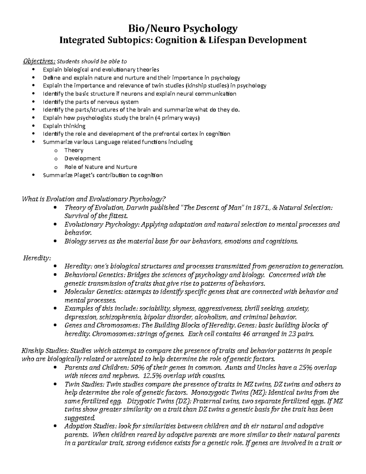 Biopsych and Cognition - Bio/Neuro Psychology Integrated Subtopics ...