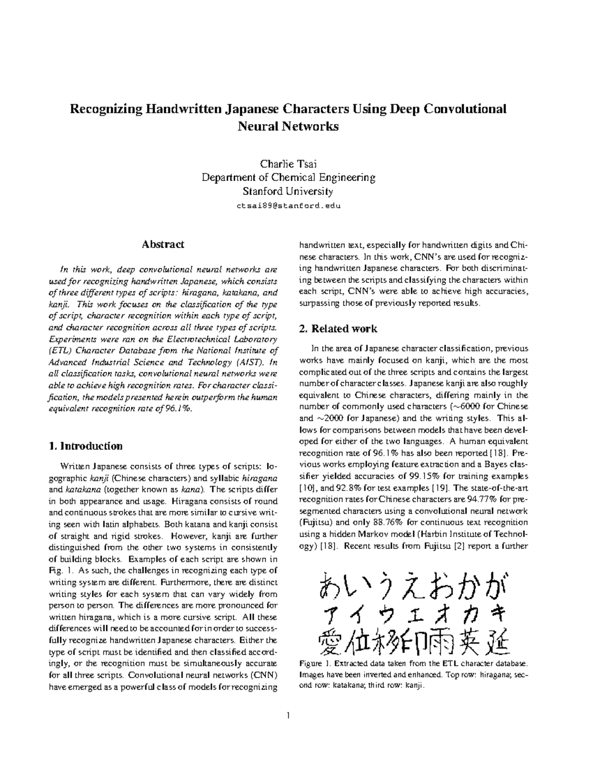 Recognizing Handwritten Japanese Characters Using Deep Convolutional Neural Networks In This