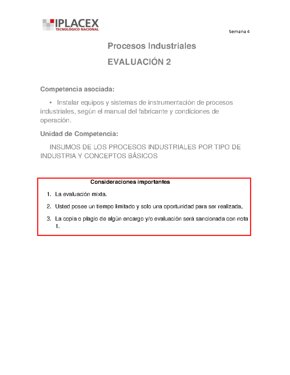 Evaluacion 2 procesos industriales - Procesos Industriales EVALUACIÓN 2 Competencia asociada ...