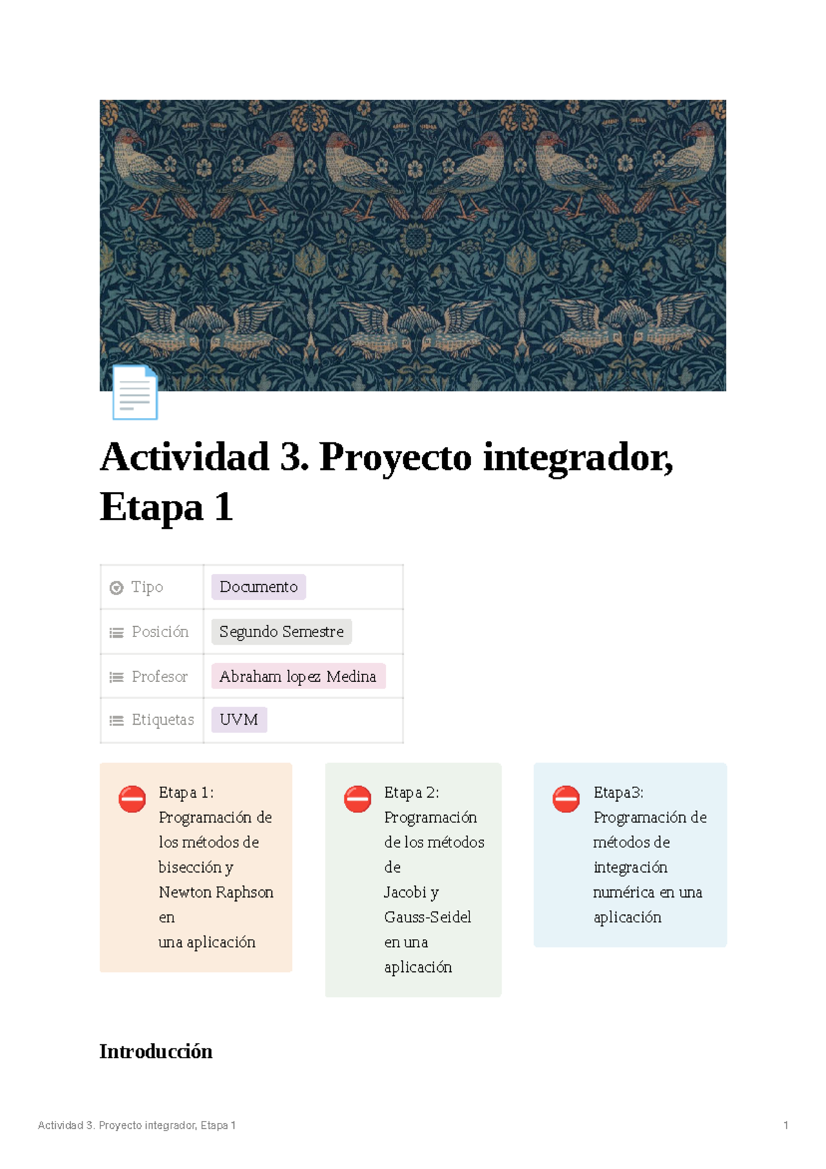Actividad 3 Proyecto integrador, Etapa 1 - 📄 Actividad 3. Proyecto integrador, Etapa 1 Tipo ...