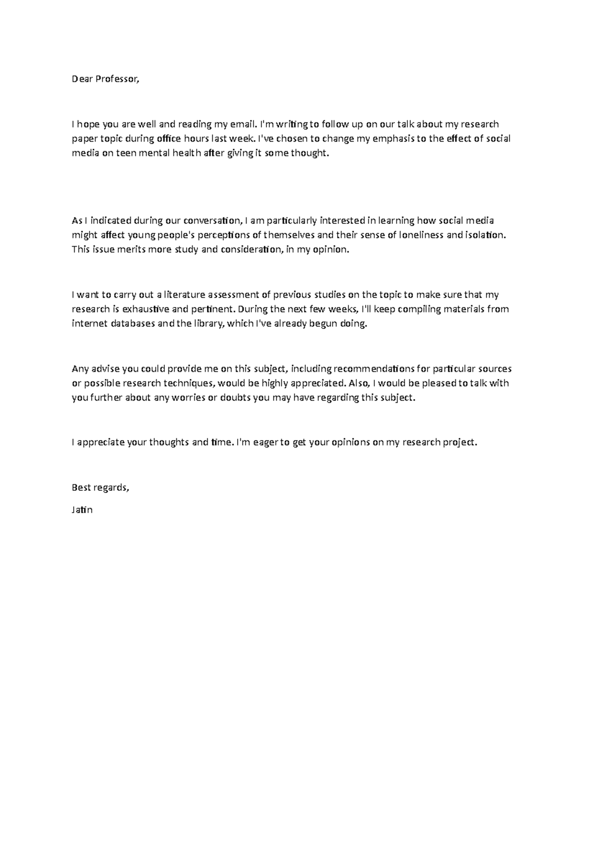 Revised polish piece - email writing - Dear Professor, I hope you are ...