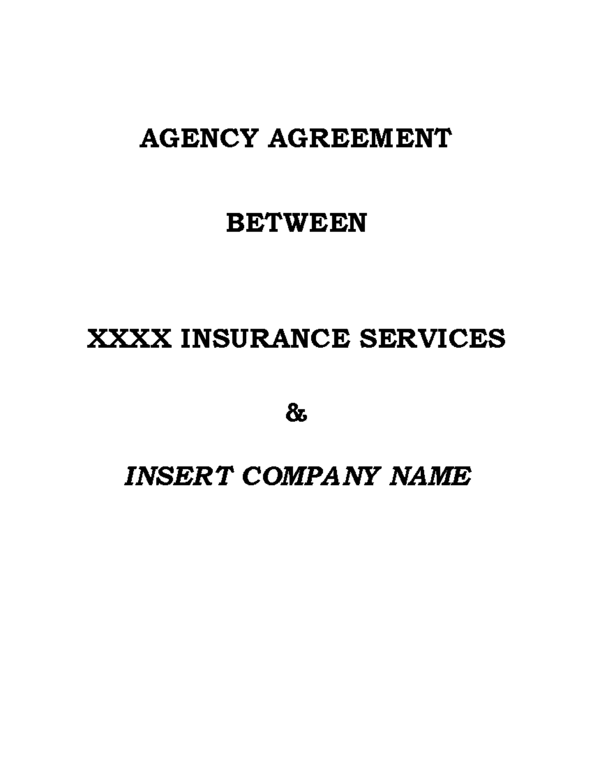 Insurance Services Agency Agreement Template - Contract - KSLU - Studocu