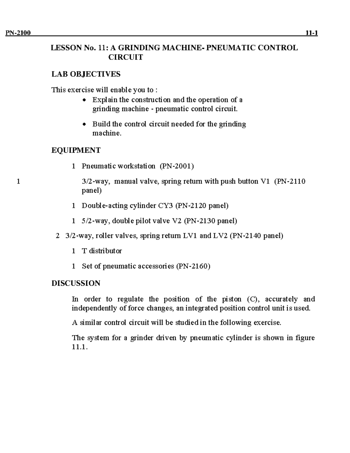 Pneumatic Modules 2 - vsdsdfsdf - LESSON No. 11: A GRINDING MACHINE ...