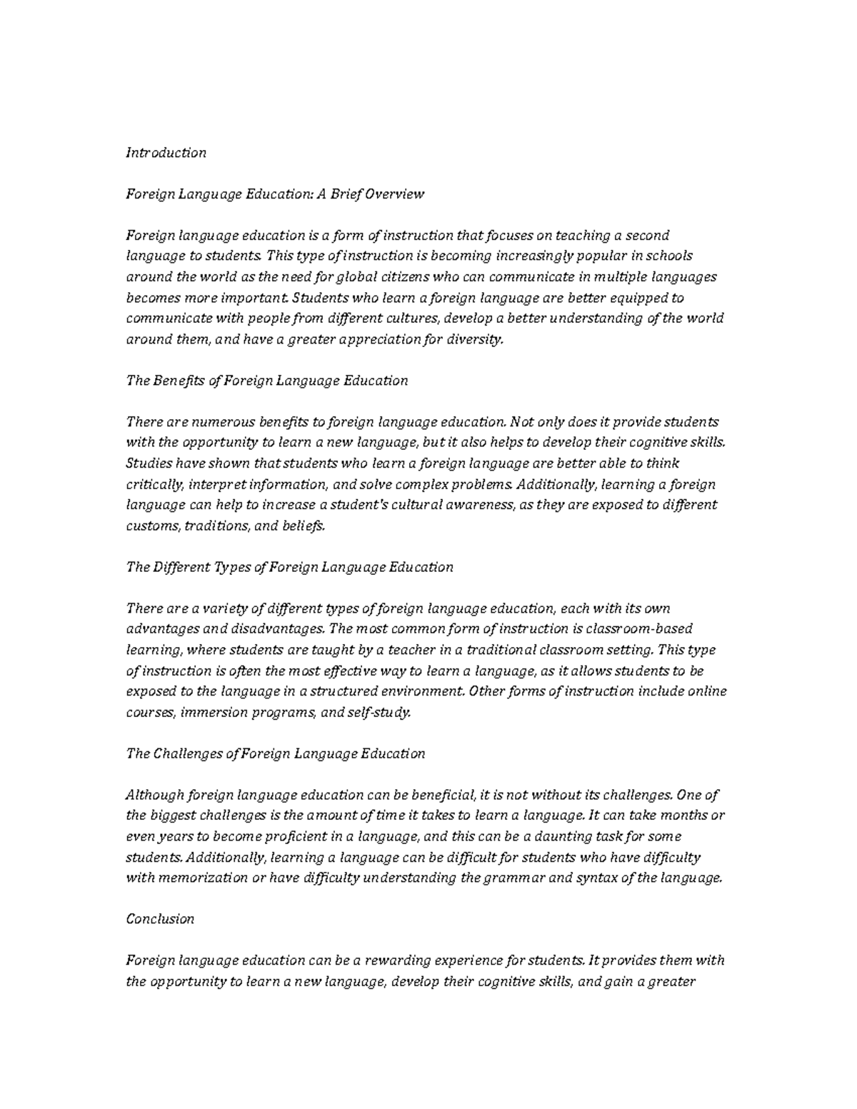 Foreign Language Education Study Notes - Introduction Foreign Language ...