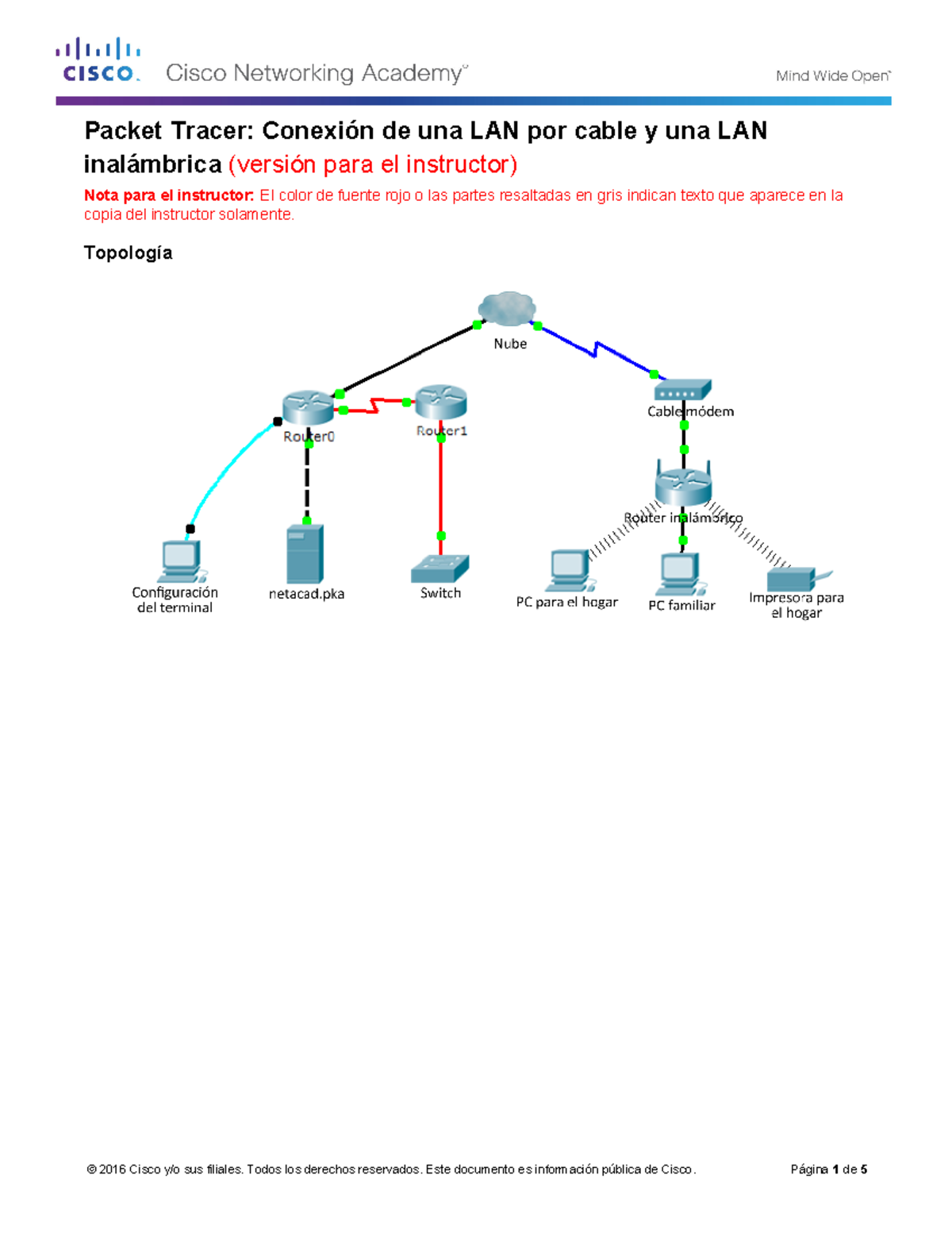 4.2.4.4 Packet Tracer - Connecting a Wired and Wireless LAN - ILM - Packet Tracer: Conexión de ...