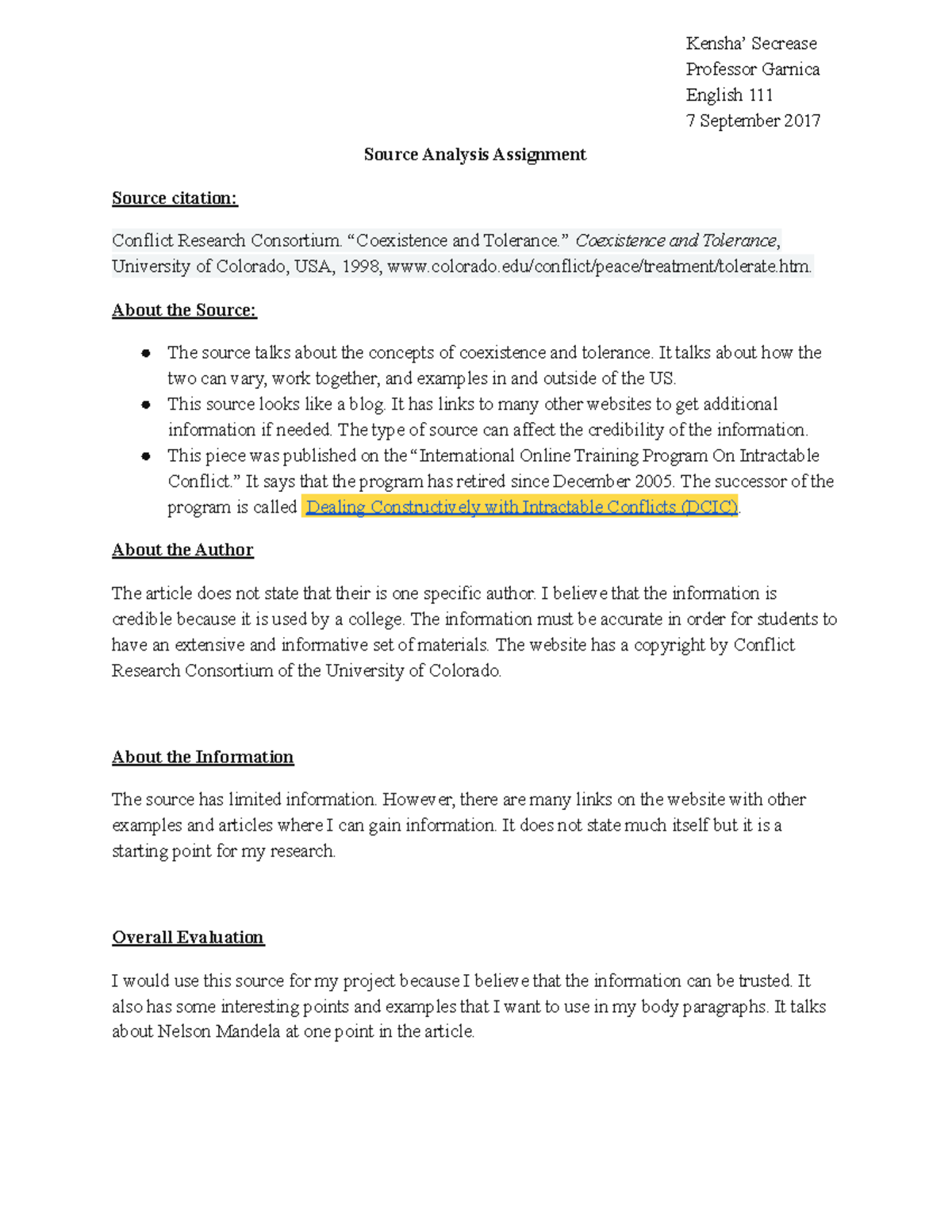 Source Analysis(not using) - Kensha’ Secrease Professor Garnica English ...