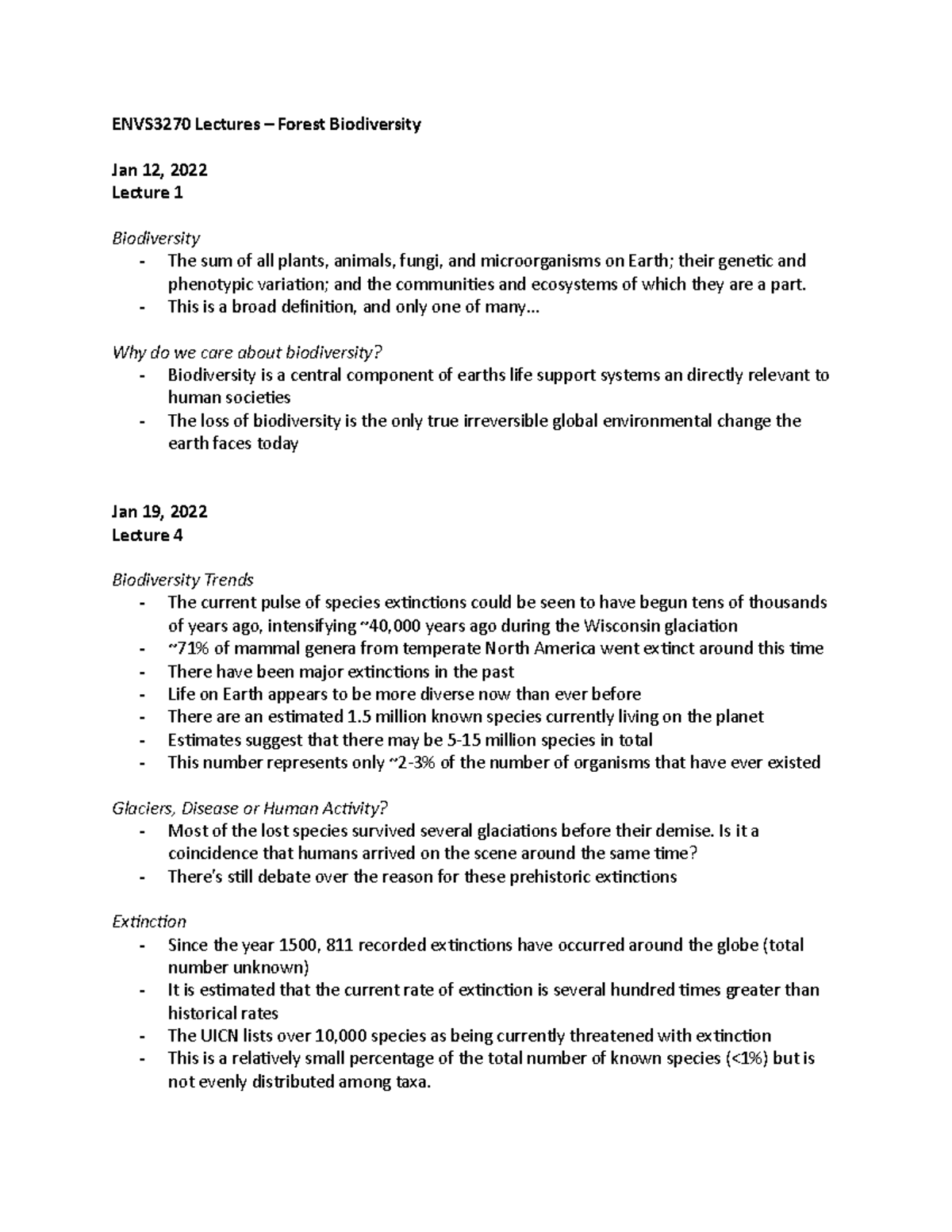 Envs3270 Lectures Lecture Notes Envs3270 Lectures Forest Biodiversity Jan 12 2022 Lecture