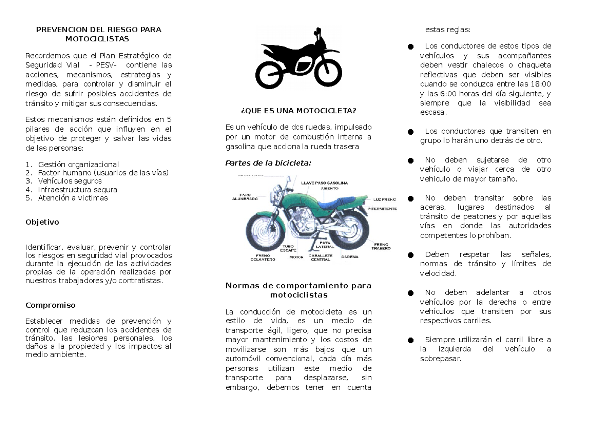 Folleto de Motociclistas - PREVENCION DEL RIESGO PARA MOTOCICLISTAS ...