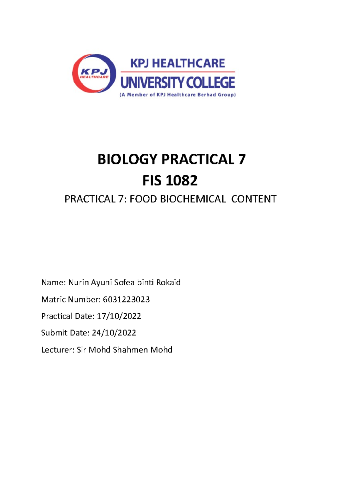 6031223023 experiment 7 - BIOLOGY PRACTICAL 7 FIS 1082 PRACTICAL 7 ...