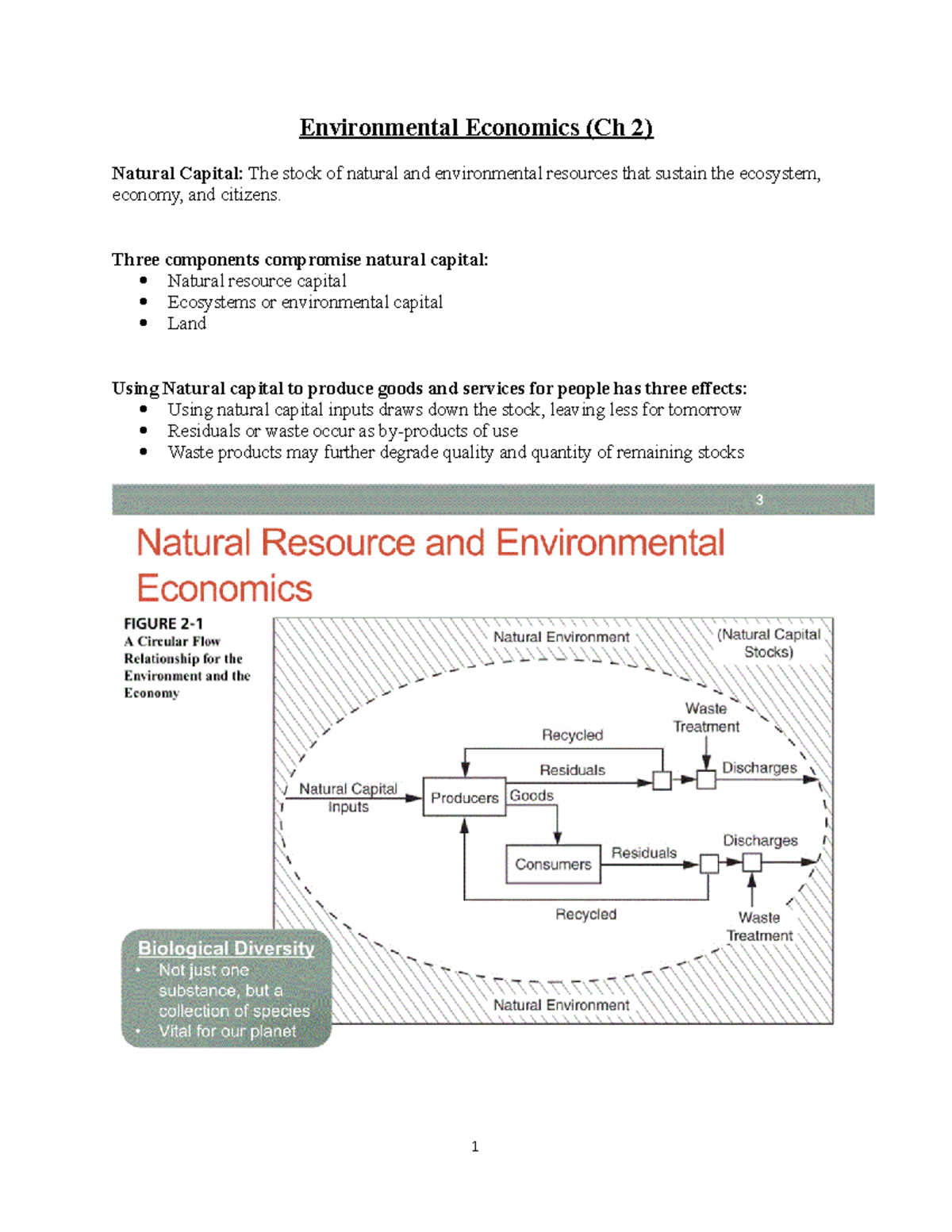 CHAP-2-3 - NOTES - Environmental Economics (Ch 2) Natural Capital: The ...