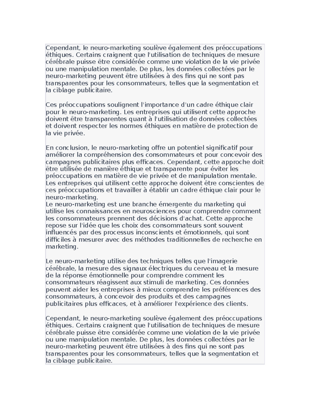 Marketing - seance - Cependant, le neuro-marketing soulève également ...