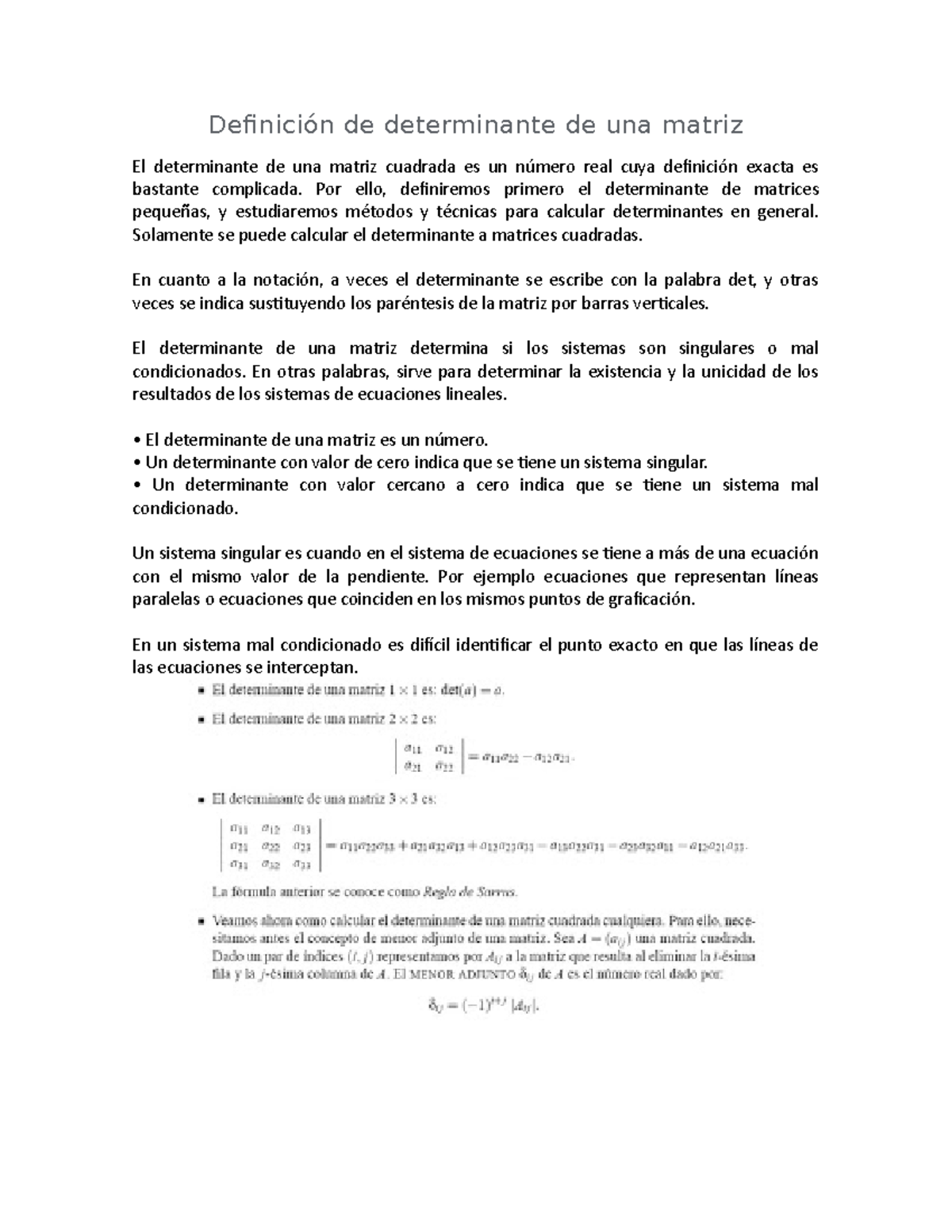 Definición de determinante de una matriz - Definición de determinante ...