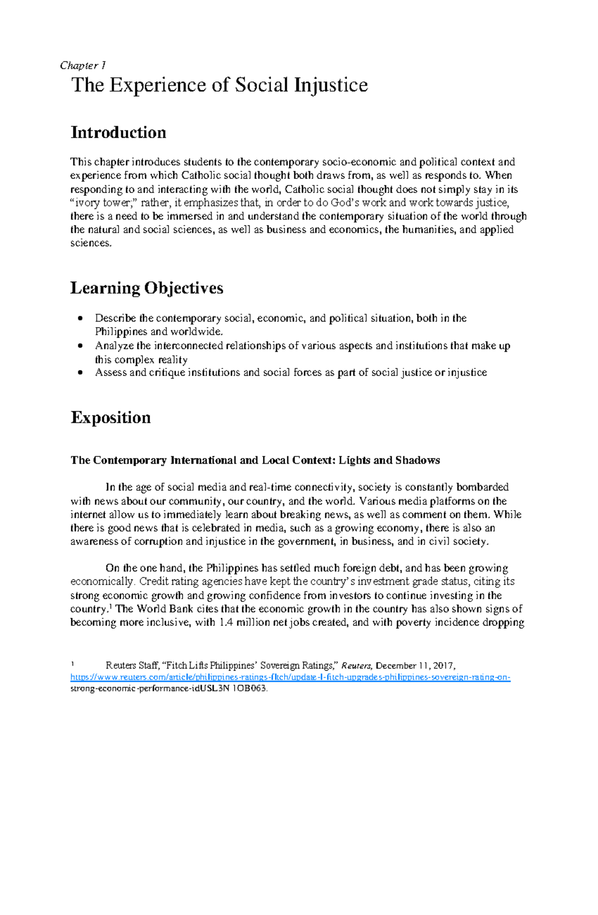 REED Notes - None - Chapter 1 The Experience of Social Injustice ...