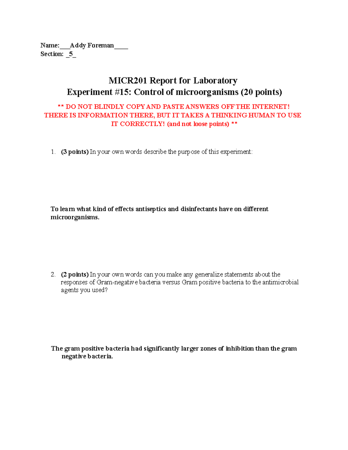 MICR lab-exercise #15 - Name:Addy Foreman_ Section: 5 MICR201 Report ...