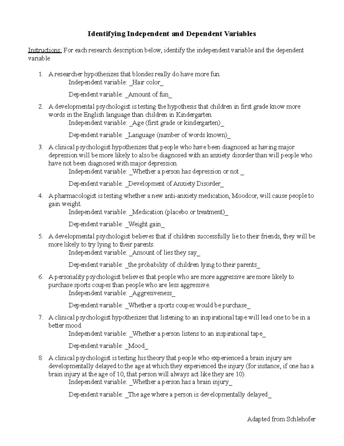 Copy of Identifying IV and DV (Digital Version) - Identifying Independent and Dependent ...