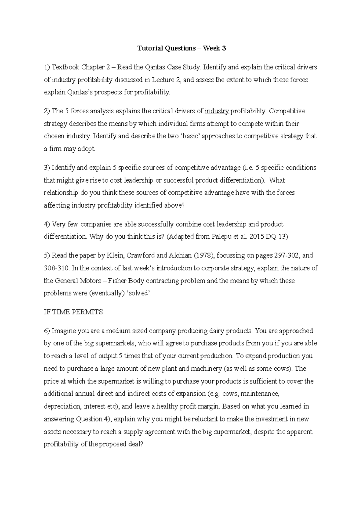 Week 3 Questions - Tutorial Questions – Week 3 Textbook Chapter 2 ...