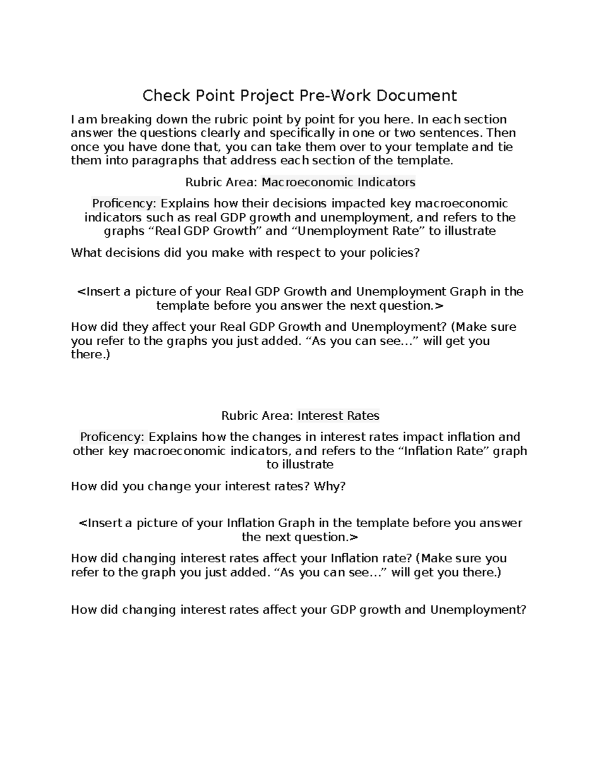 Macro Check Point Pre-Work Document - Check Point Project Pre-Work ...