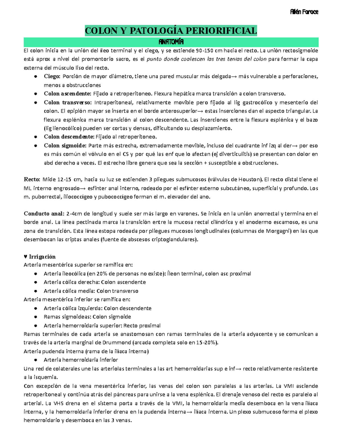 Colon y patología periorificial - COLON Y PATOLOGÍA PERIORIFICIAL ...