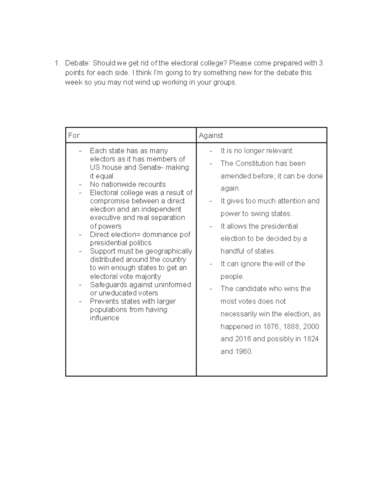 Electoral College Notes - Debate: Should we get rid of the electoral ...