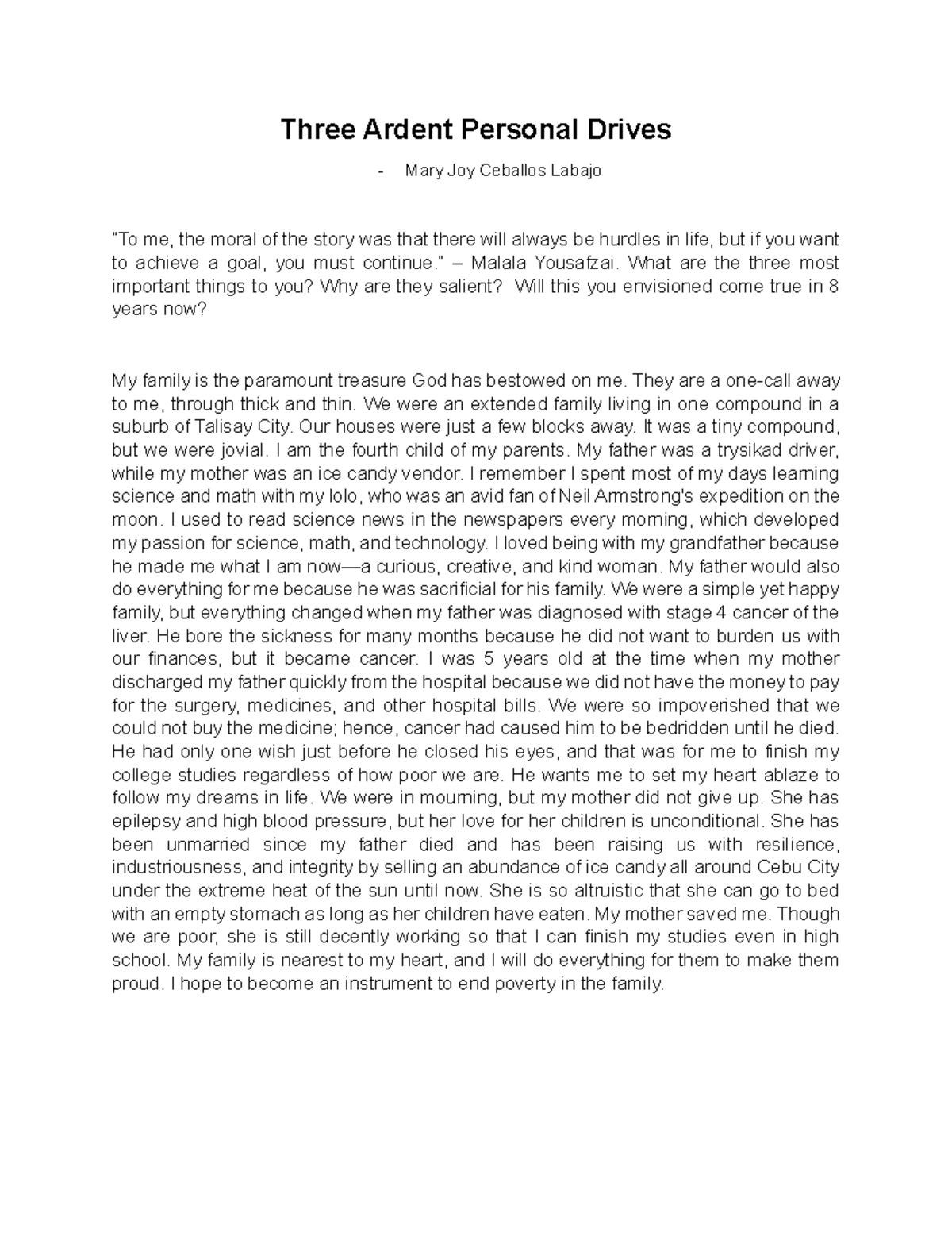 My Three Ardent Personal Drives - Three Ardent Personal Drives Mary Joy ...