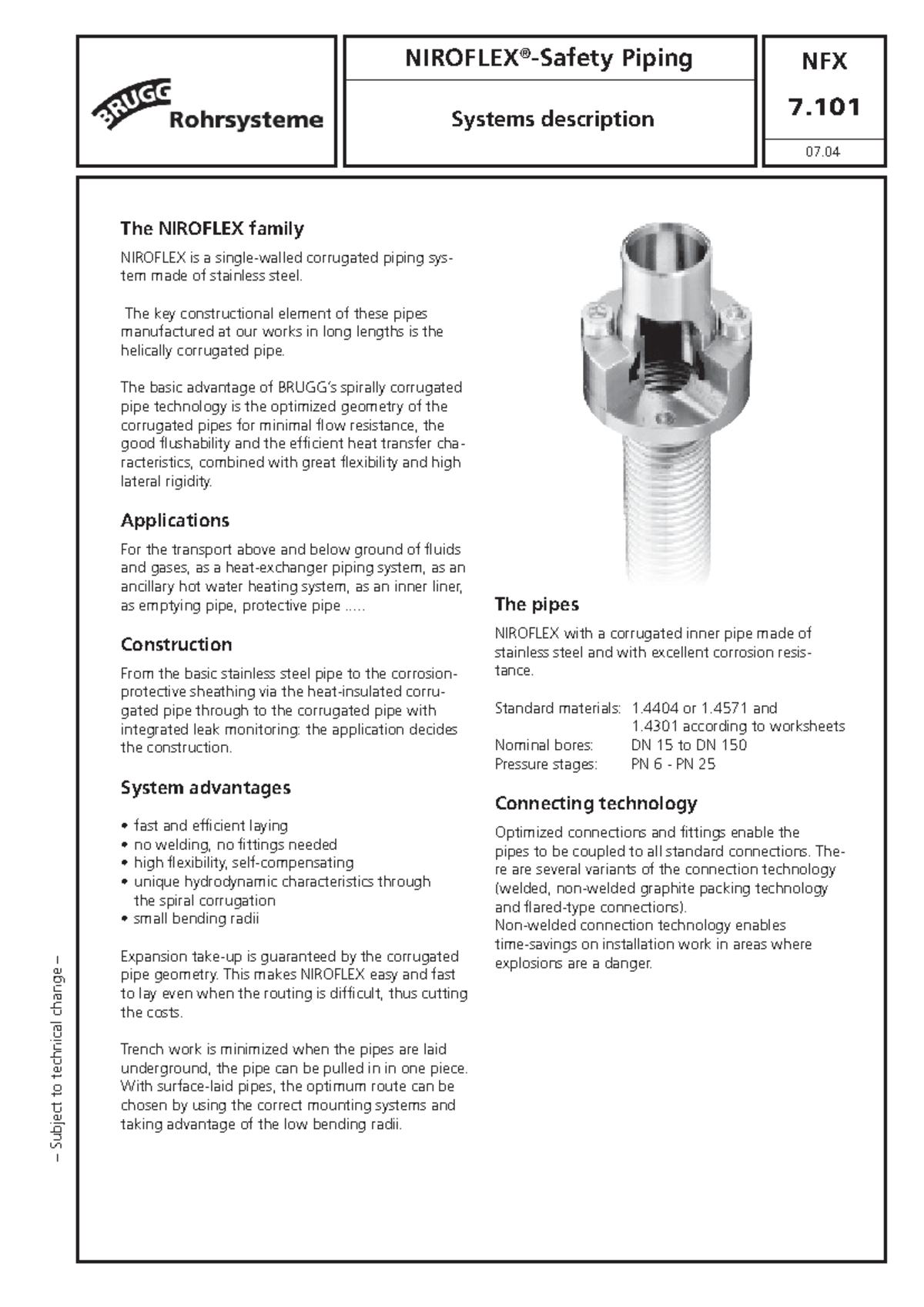Niroflex - Notas de clase - NFX Subject to technical change – Systems description The NIROFLEX ...
