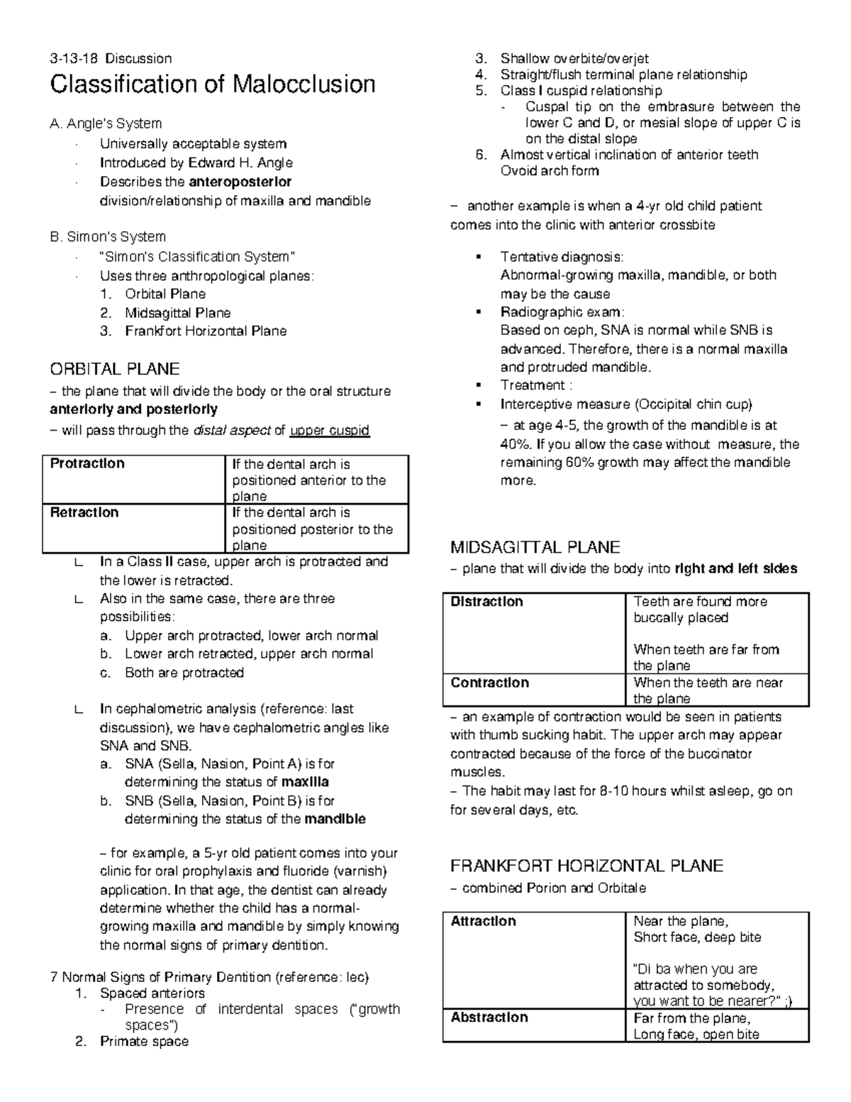 Ortho - Classification of Malocclusion - 3- 13-18 Discussion ...