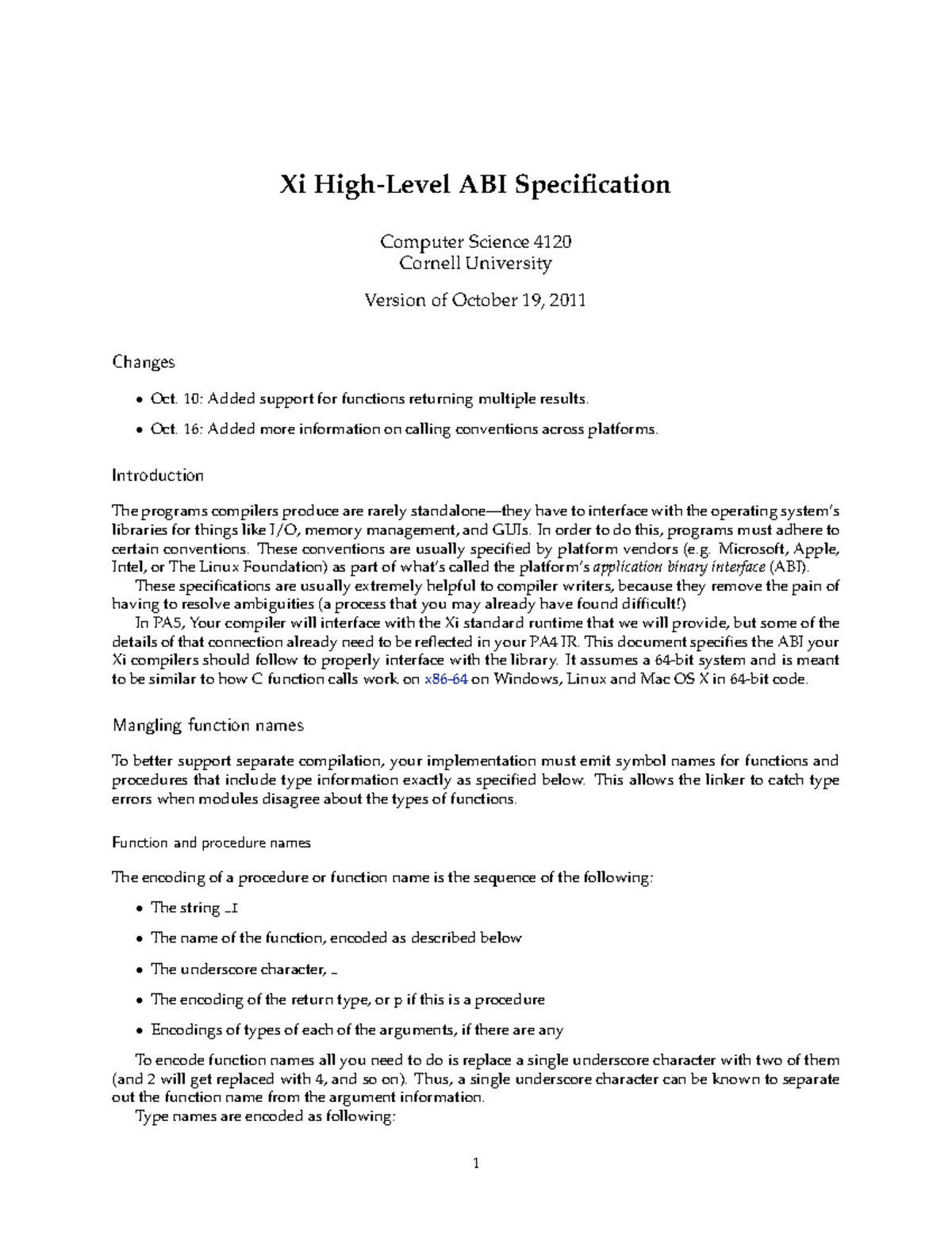 Xi high-level abi specification - Xi ABI Specification Computer Science ...