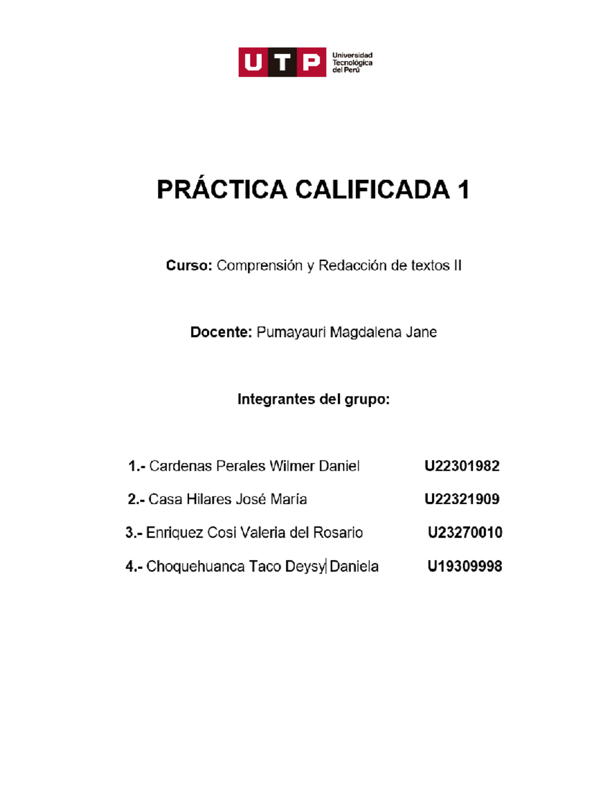 PC1 - jsajdsa - Consigna para la Práctica Calificada 1 1. Logro a evaluar: Al finalizar la ...