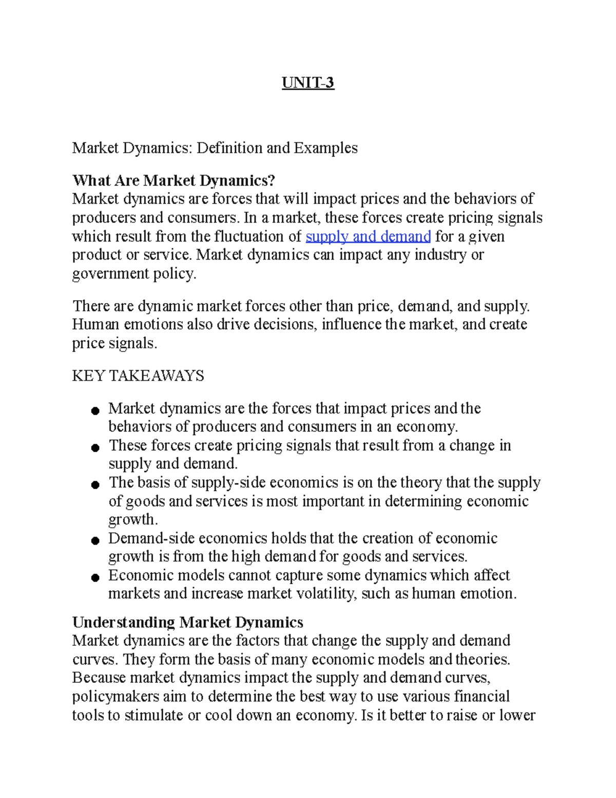 ERP UNIT 3 Notes - UNIT- Market Dynamics: Definition and Examples What ...