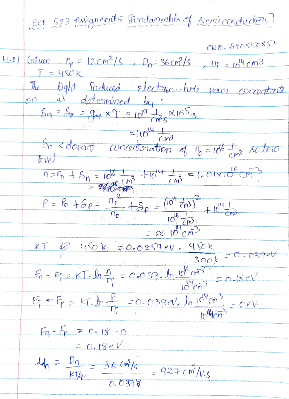 ECE 523 Fundamentals OF Semiconductors Devices Assignment 5 - ECE 523 - ECE S23 tsign rent ...
