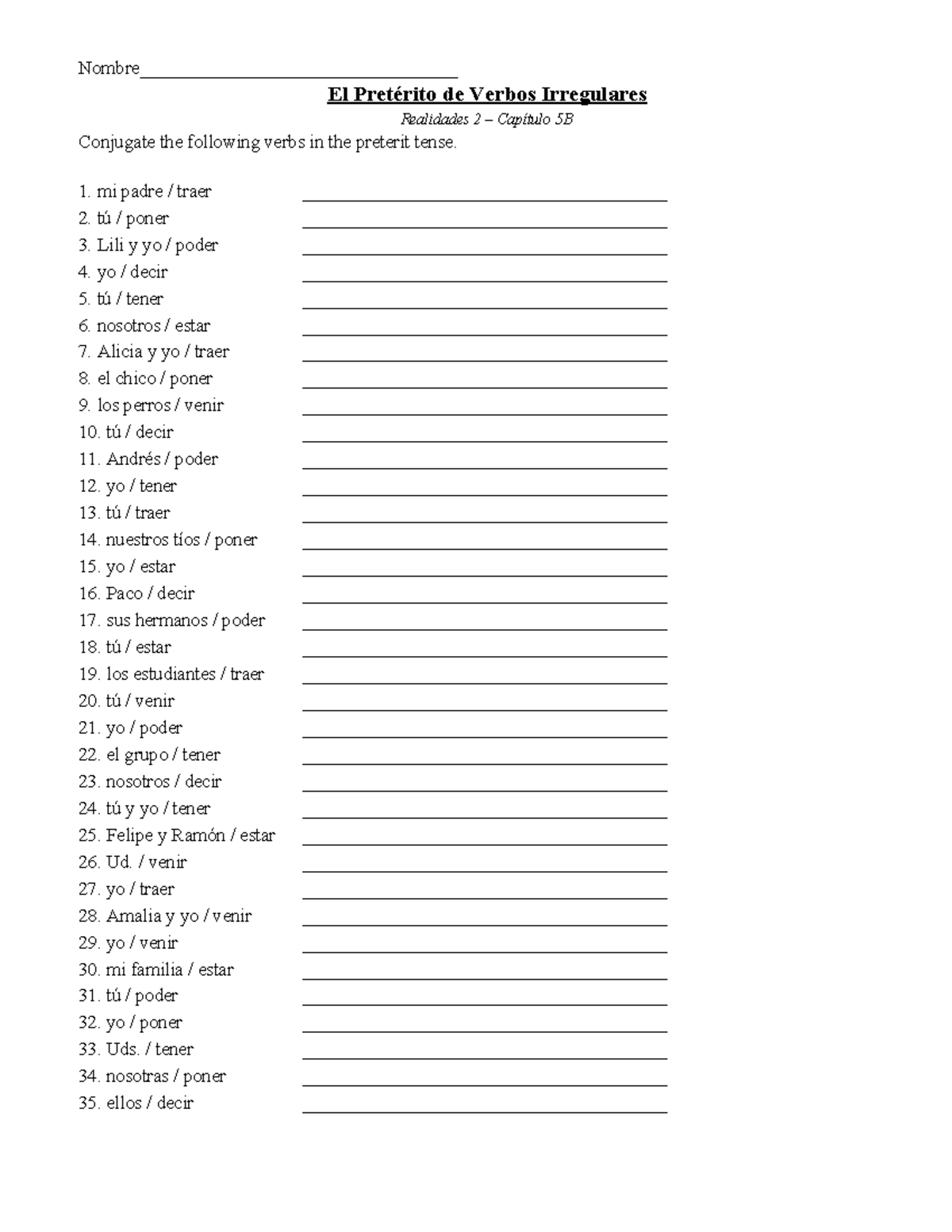 Cap 5 B irreg pret list Conj WS 2021 - Nombre ...