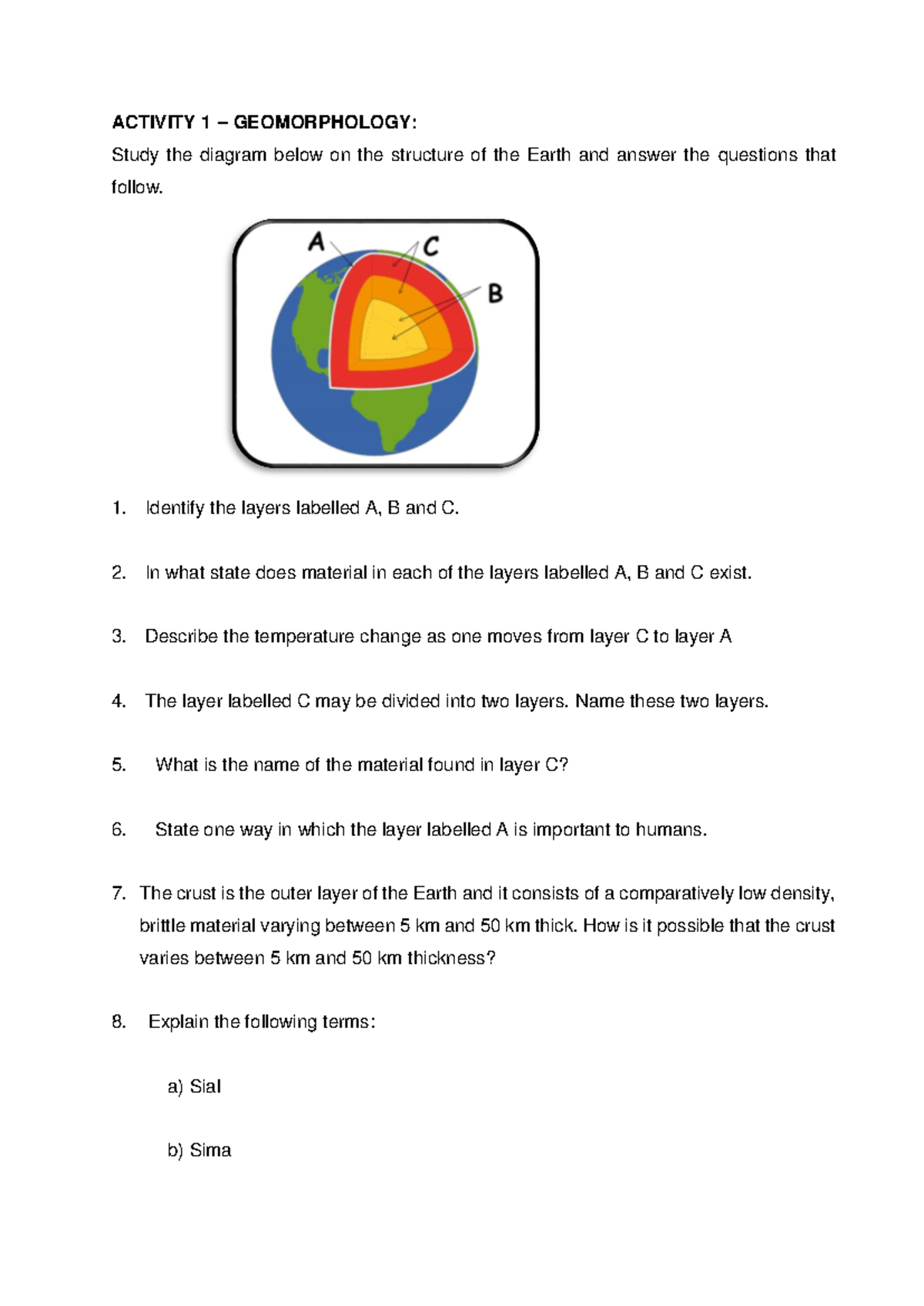 Grade 10 Term 2 Activities Alone - Study the diagram below on the ...